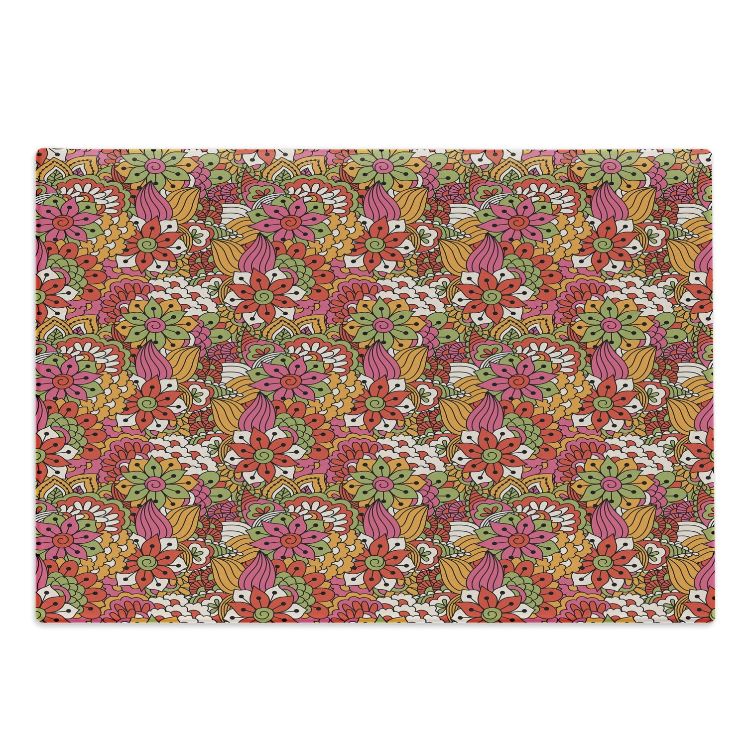 Colorful Cutting Board, Pattern with Floral Elements Vibrant Colored ...