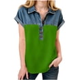 Antinious Girls Denim Look Patchwork Print Casual Button Short Sleeve ...