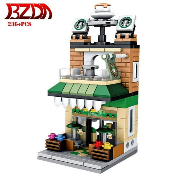 BZDA Mini Blocks City Street View Series MOC Coffee Shop Burger Shop ...