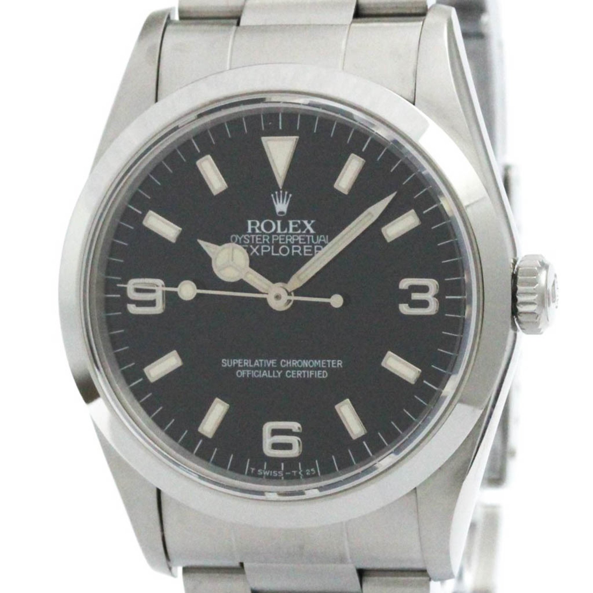 Pre-Owned ROLEX Explorer I U Serial Stainless Steel Automatic Mens ...
