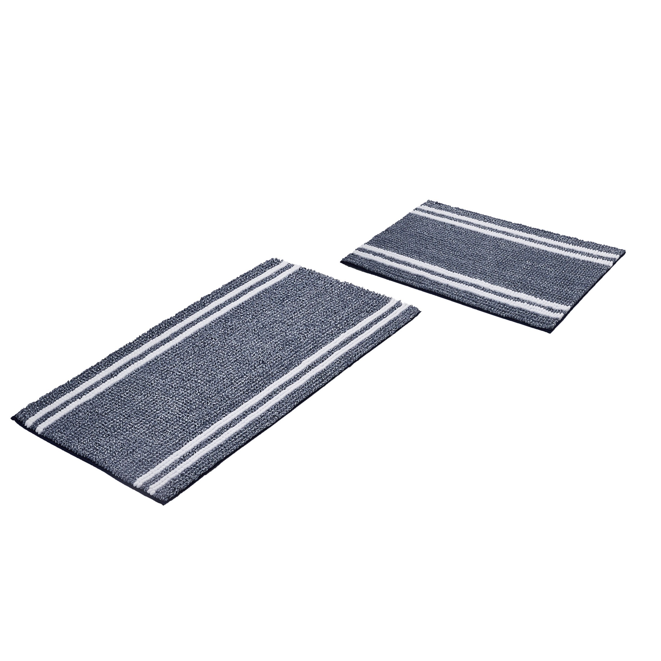 VCNY Home Hotel Navy/White Striped Polyester Bath Rug Set, 2-Piece ...
