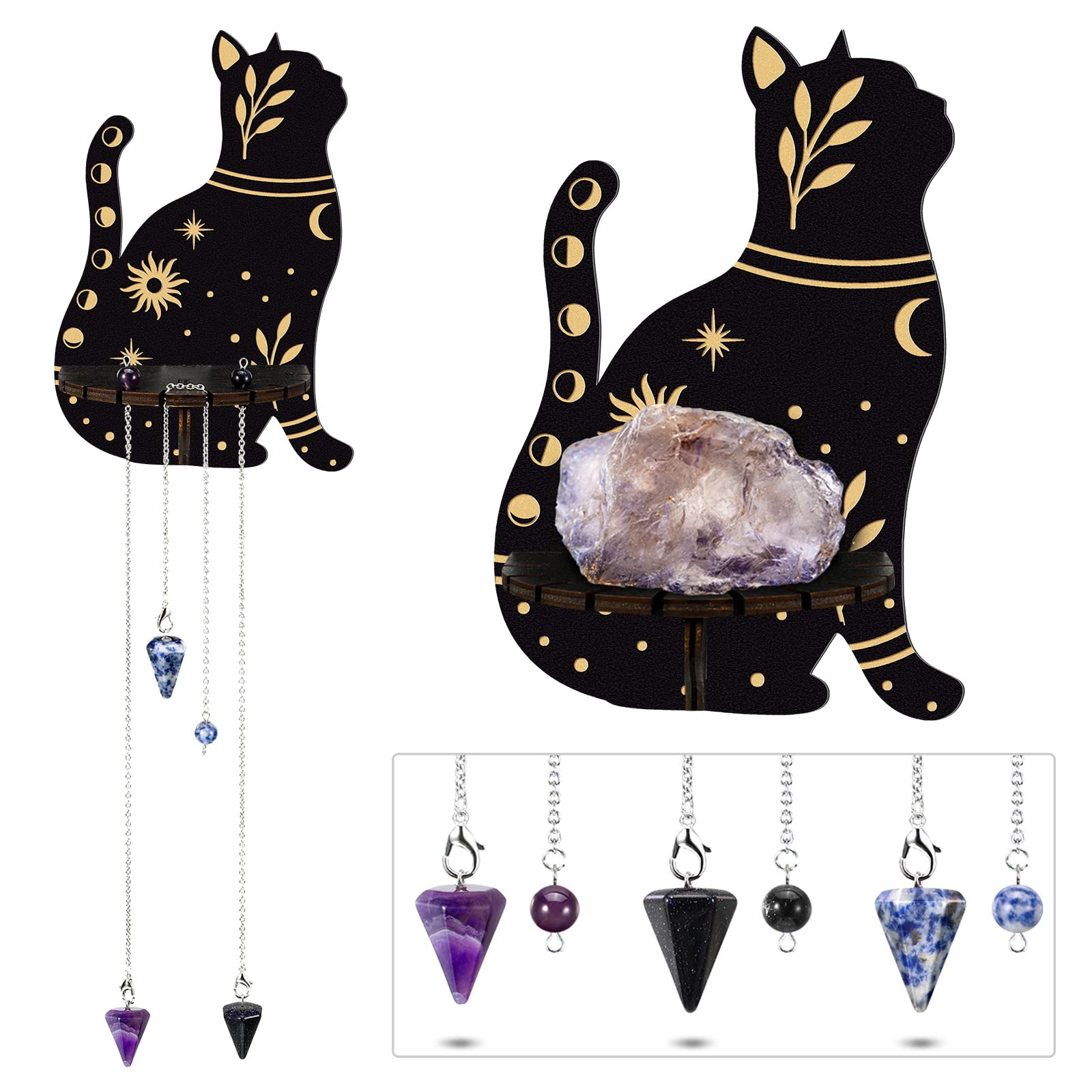 Cute Wall Shelf Wooden Crystal Shelf with 3 Crystals Stones Wall ...