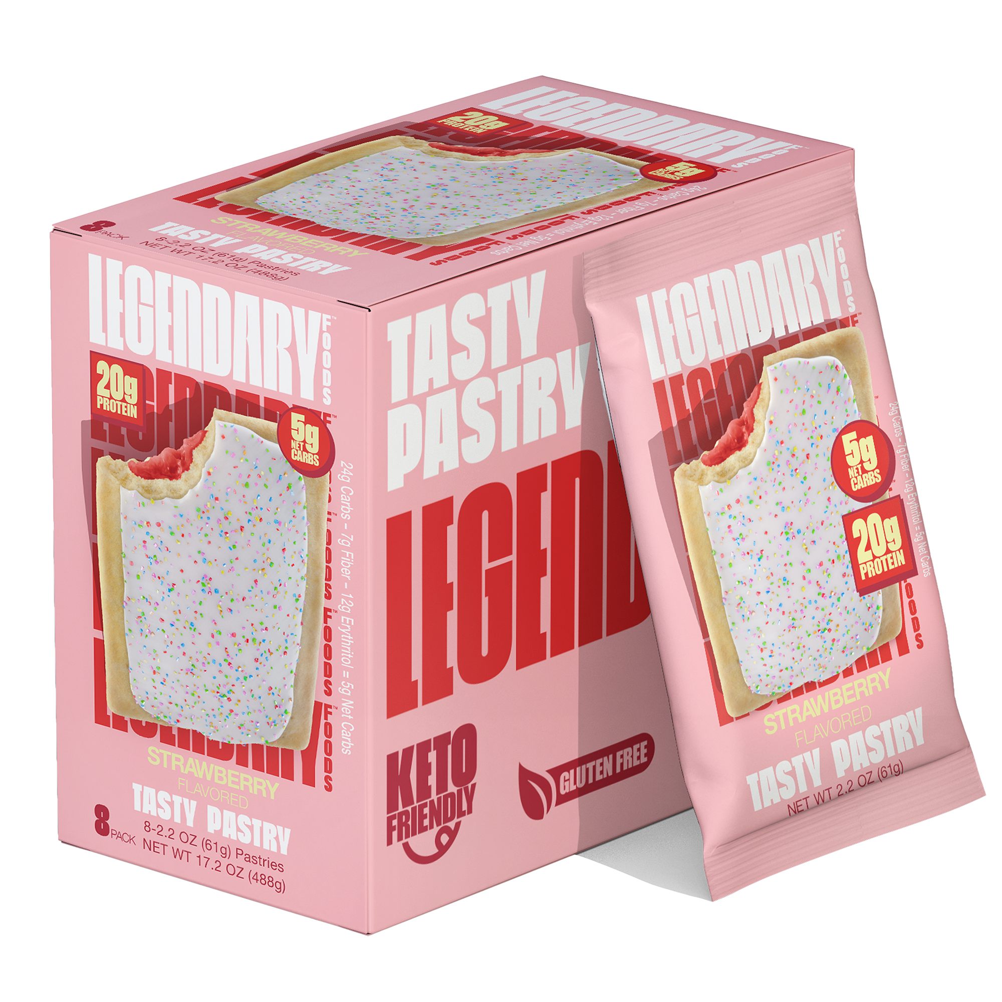 Legendary Foods Protein Pastry Strawberry 20 G Protein 2 2 Oz 8 Ct Legendary Foods Protein Pastry Strawberry 20 G Protein 2 2 Oz 8 Ct