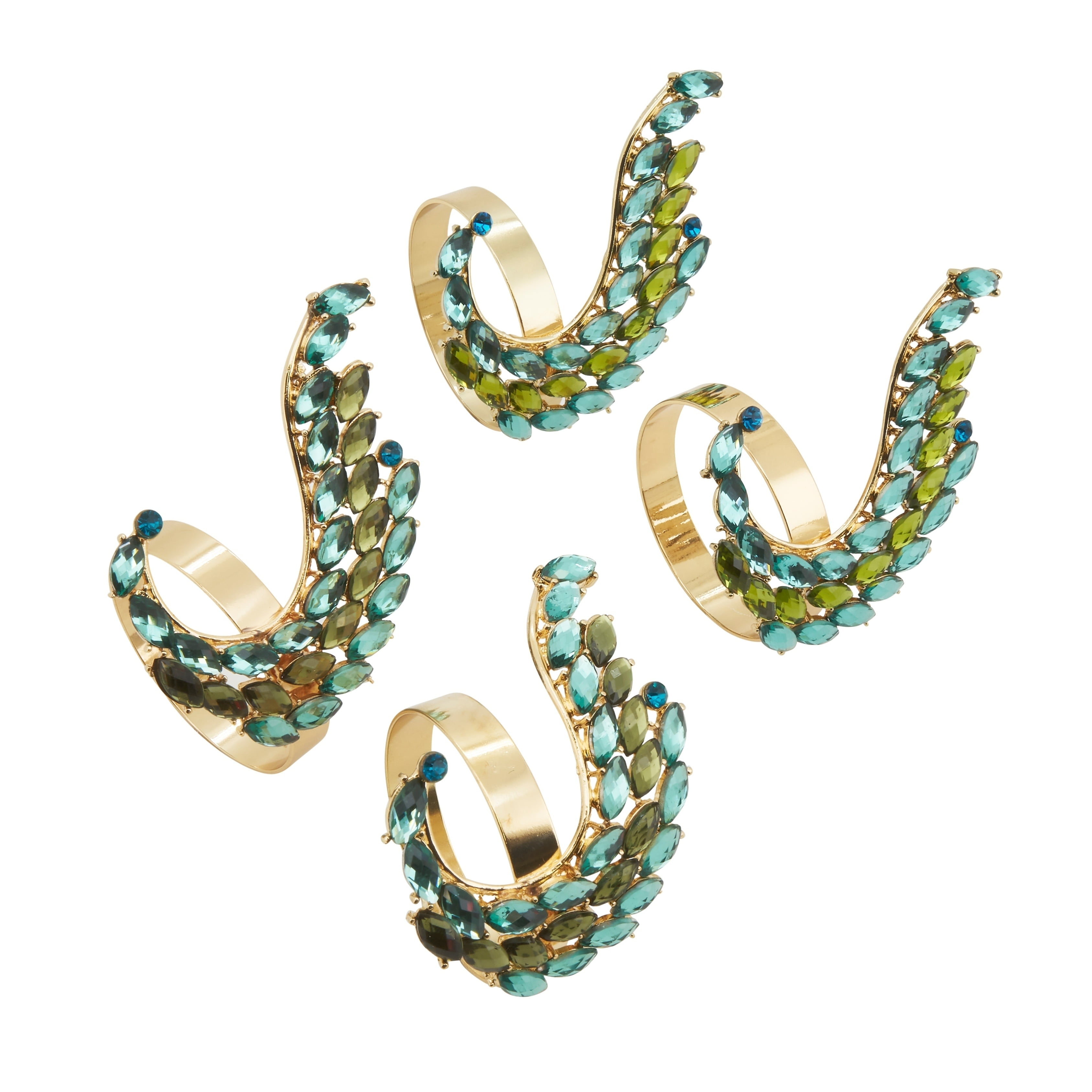 Saro Lifestyle Jeweled Peacock Tail Napkin Ring (Set of 4) - Walmart.com