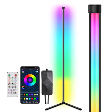 9W 150CM/59Inches BT Connected LEDs RGB Corner Floor Lamp Standing ...