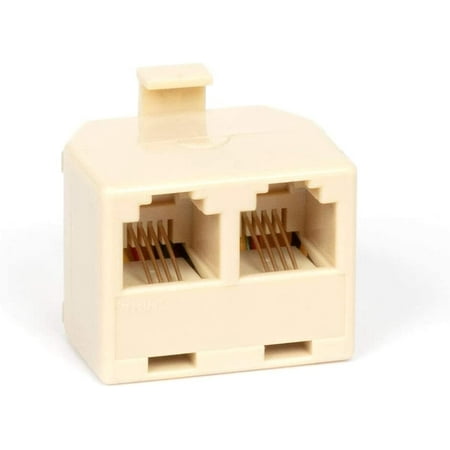 Duplex Jack Phone Wall Adapter - 1 Pack, Ivory - 2-Way Phone Splitter (2 Lines) Wall Jack Phone ...