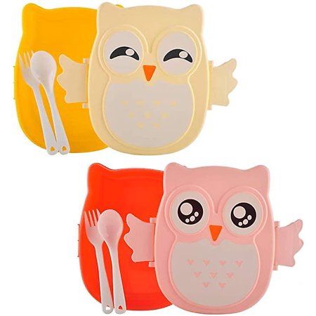Lunch Box - Owl Storage Box Set Of 2 Reusable Cutlery Lunch Boxes Lunch ...