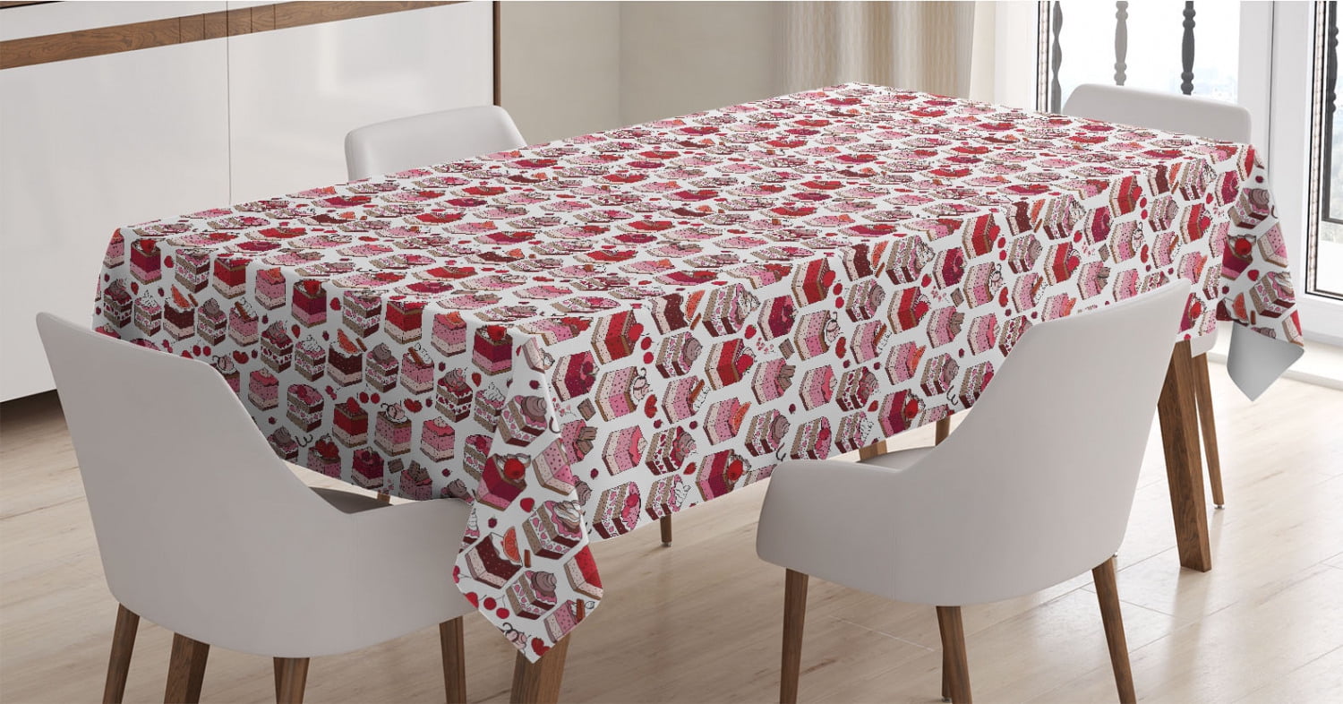 Dessert Tablecloth, Delicious Cake Slices with Different Flavors Pastry ...