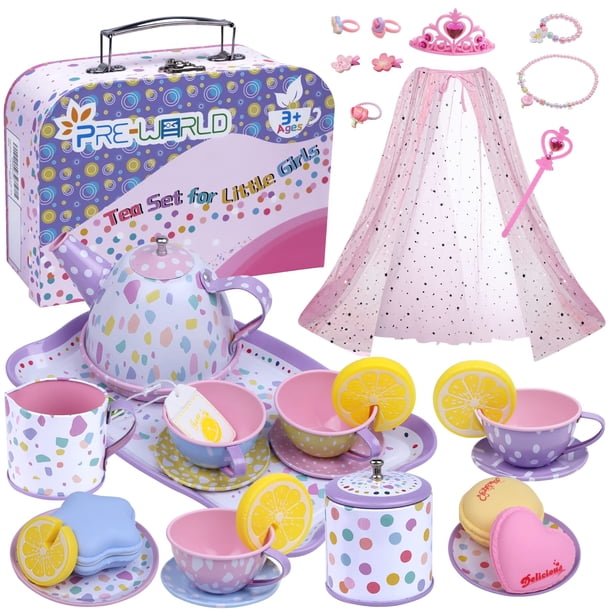 Set de fiesta de té Pre-World Princess Tea Time Toy para niñas de 3 a 6 ...