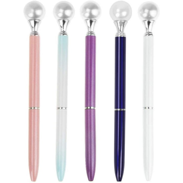 Metal Bling Big Pearl Ballpoint Pens Cute 1.0mm Black Ink Twist ...