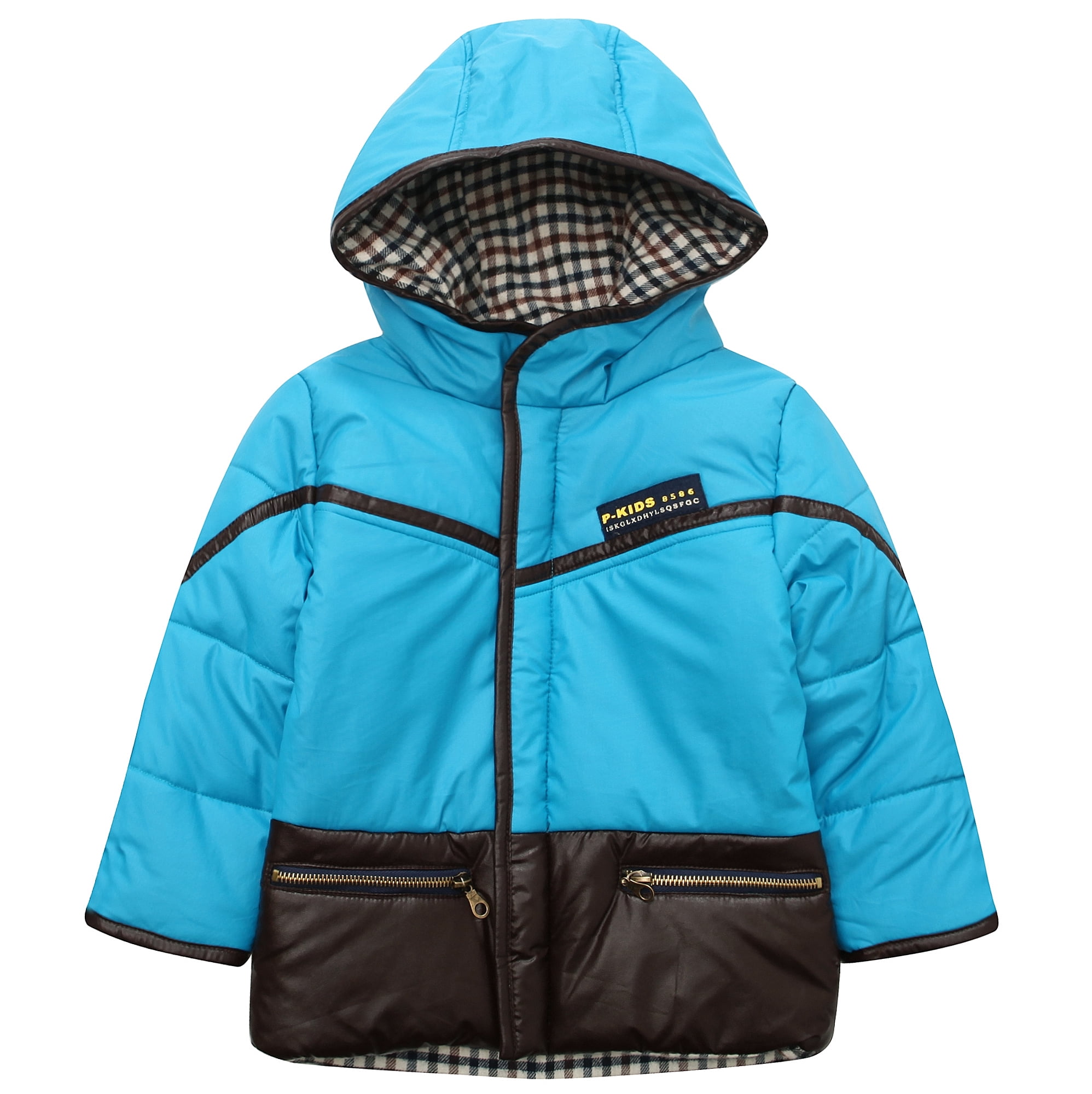 Little Boys Blue Faux Leather Detail Padding Jacket 1/2 - Walmart.com