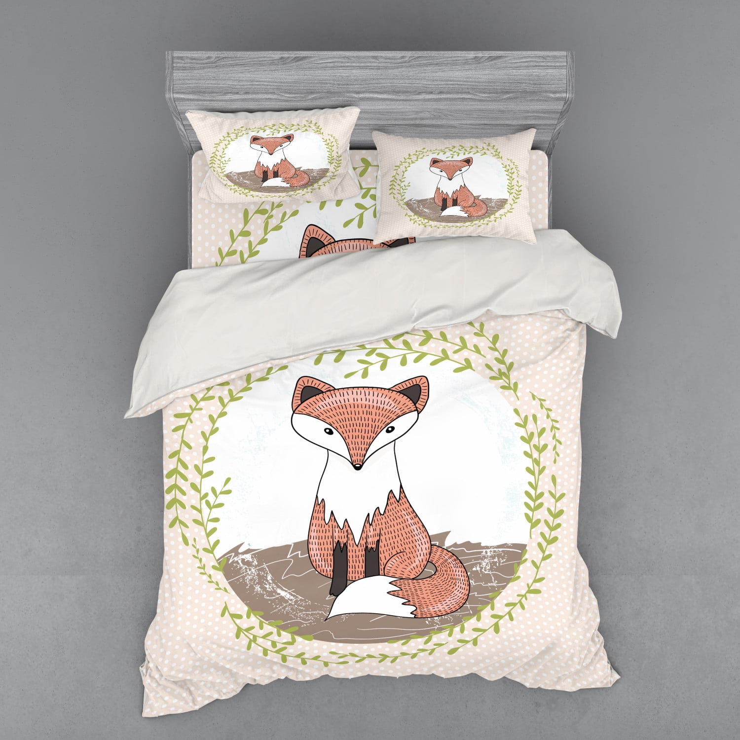 Fox Duvet Cover Set, Young Forest Animal Illustration for Children with ...