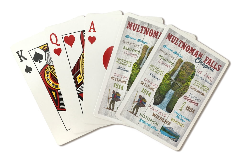 Multnomah Falls, Oregon, Typography and Icons, Lantern Press, Premium ...