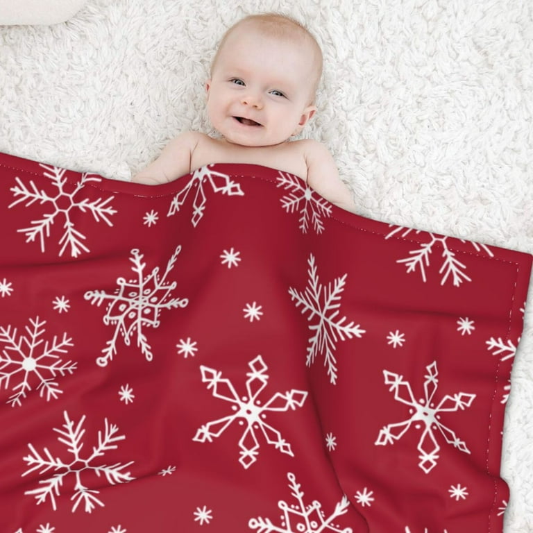 ZNDUO Red Winter Snowflake Pattern Baby Blanket Soft and Cosy Swaddle Receiving Blankets 40 x 30 Inch