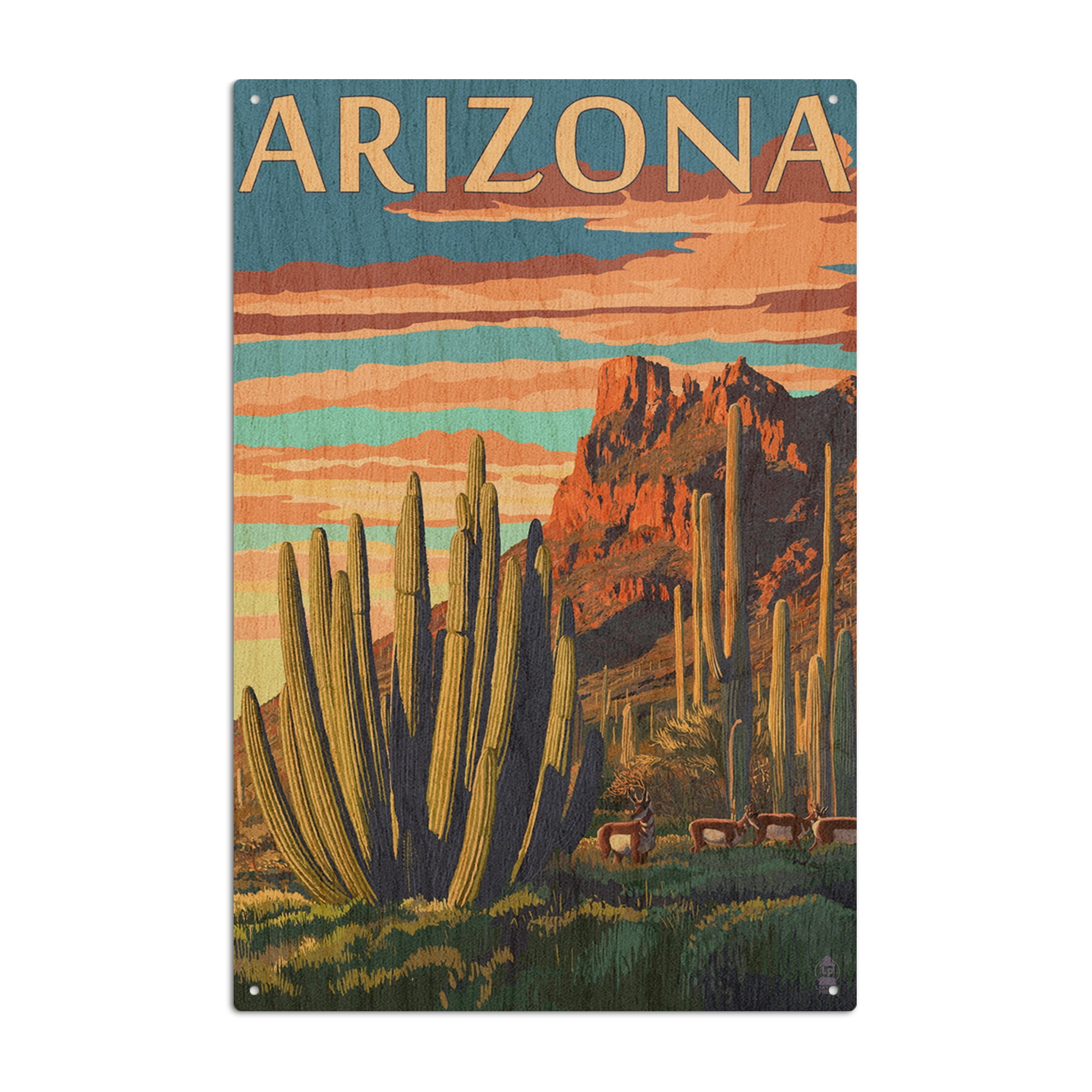 Arizona, Organ Pipe Cactus Birch Wood Wall Sign (10x15 Rustic Home ...