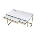 Furniture of America Abair Metal Writing Desk with USB Port in White ...