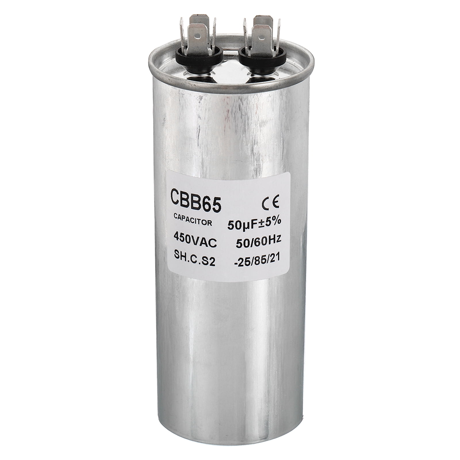 Uxcell CBB65 50uF Run Capacitor,50mfd 1Pcs AC 450V Aluminum Case with 2 Terminal - Walmart.com