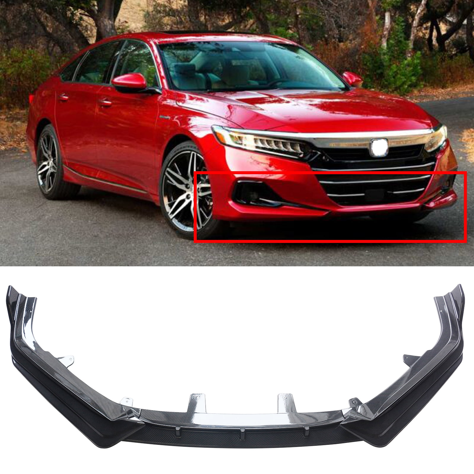NINTE Front Bumper Lip for 2021-2022 Honda Accord ABS Carbon Fiber ...