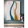 Abstract Hand-painted Wall Art – Teal, Pink, and Gold Flowing Lines on ...