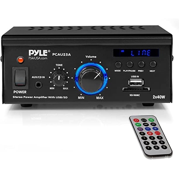 Pyle Audio Power Amplifier System - 2x40W Dual Channel Mini Theater ...
