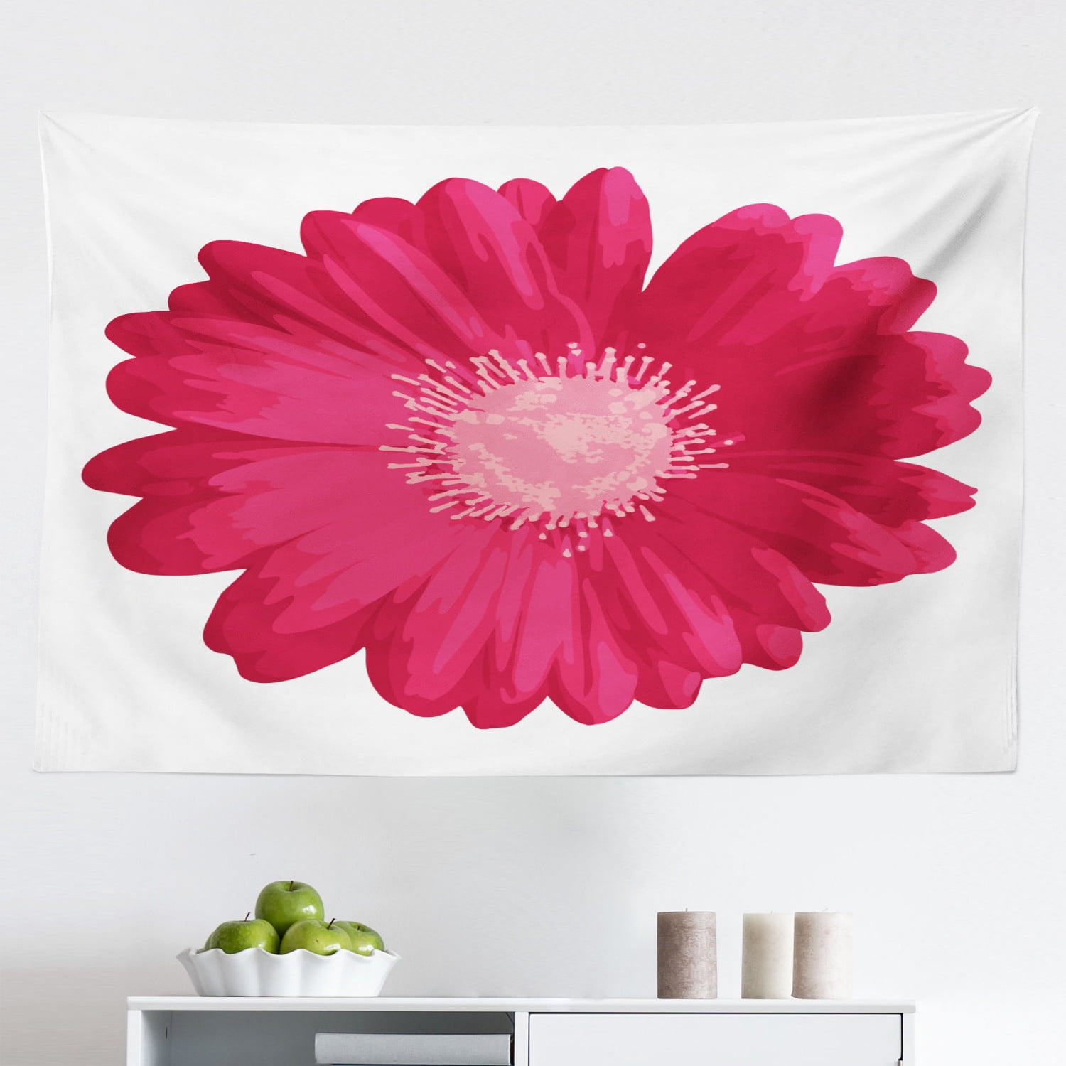 Gerber Daisy Tapestry, Various Colorful Petals on Plain Backdrop Summer ...