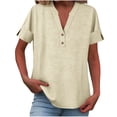Facnwert Cotton Linen Shirts Fashion Solid Color Trendy Summer Button ...