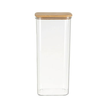 Rectangle Glass Storage Containers with Lids, Glass Jars with Bamboo ...
