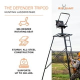 Big Game The Defender Tripod Stand, Deer Hunting Ladder w/ Rotating ...
