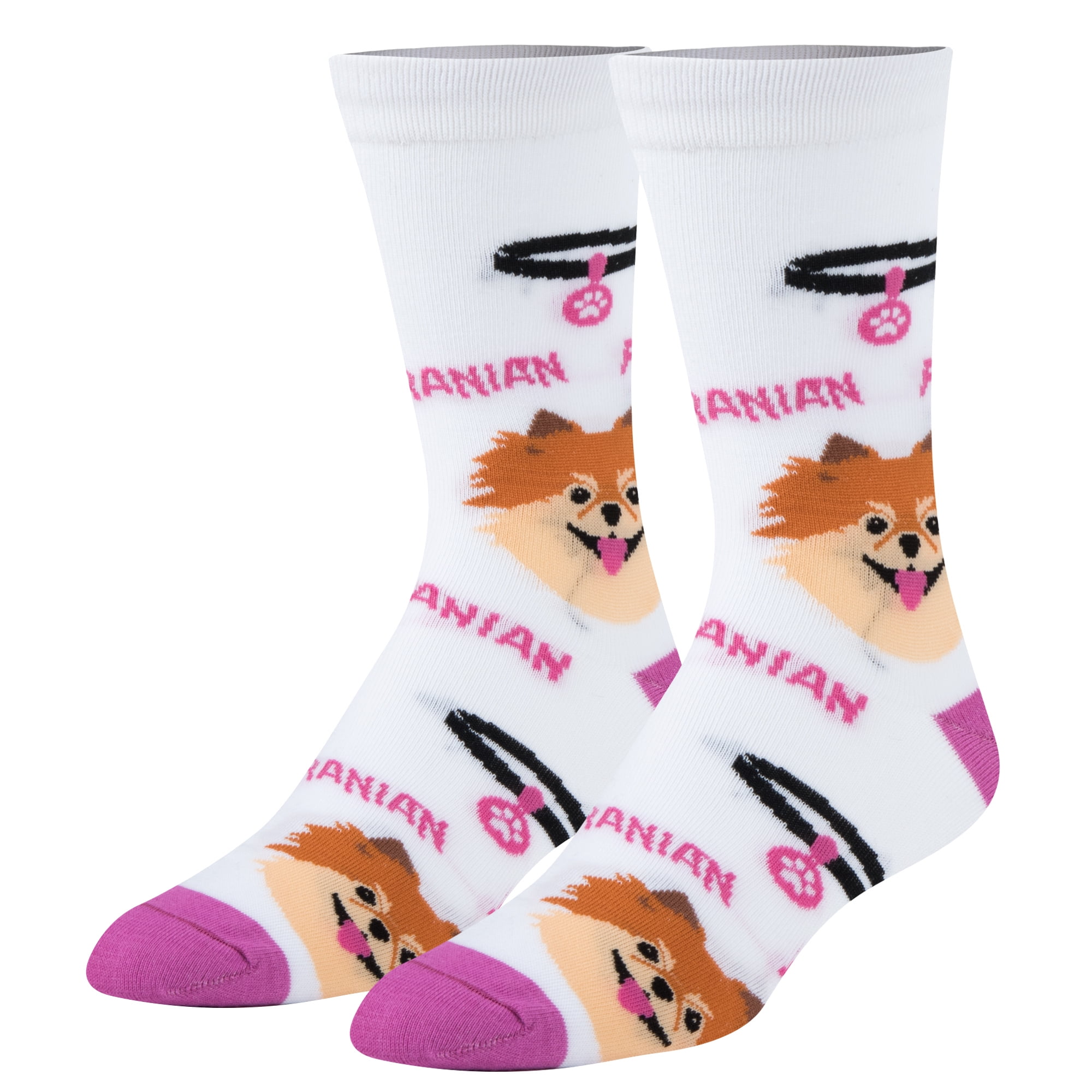 Crazy Socks, Womens, Animals, Pomeranian, Crew Socks, Novelty Silly Fun ...