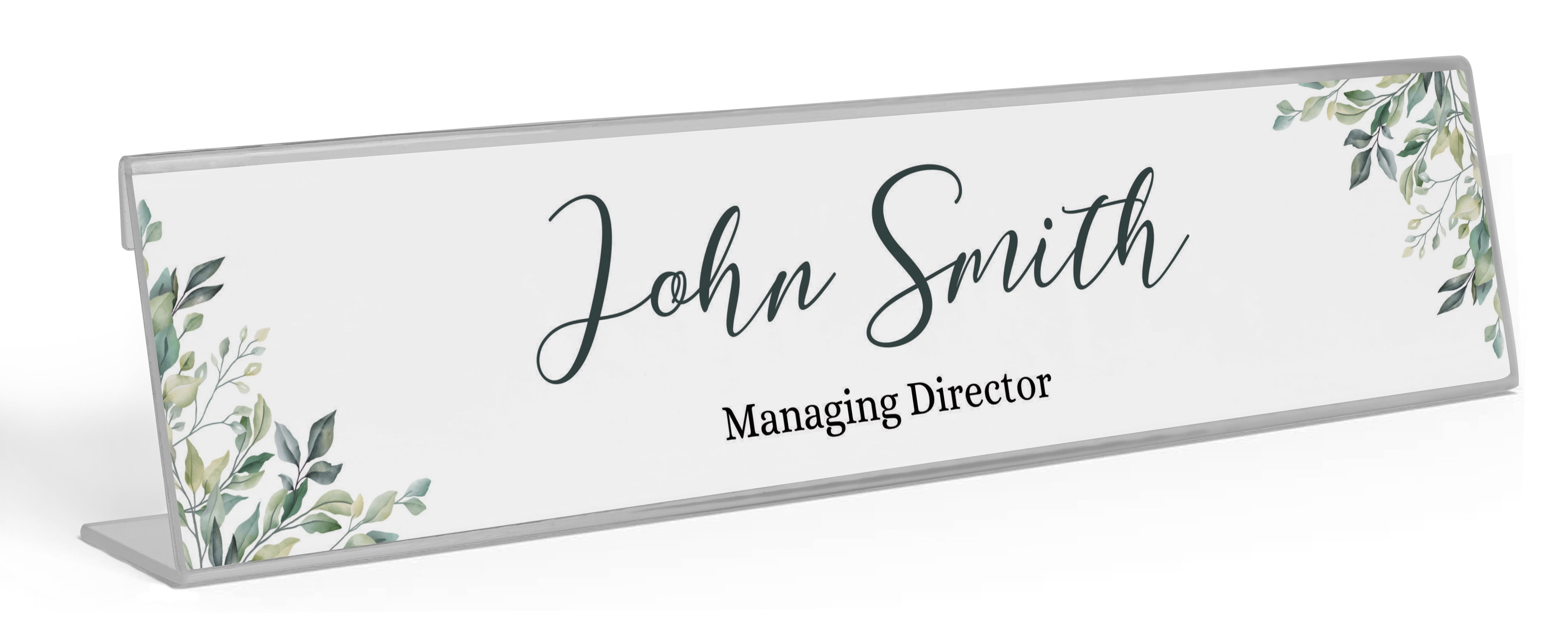 Printtoo Personalized Desk Name Plate Pretty Greenery Prints Custom ...