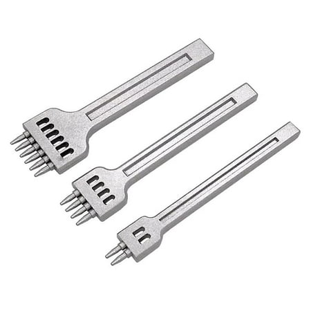 3Pcs leather prong punch tool set 4mm 2/4/6 holes steel row circular ...