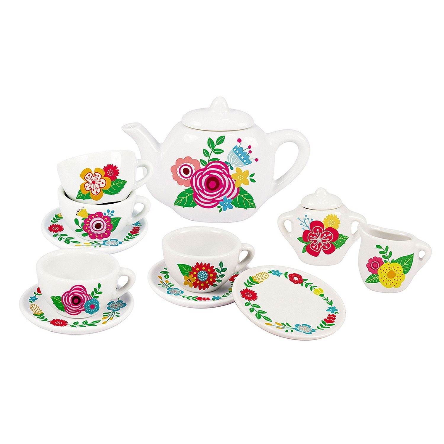 13Pc. Floral Porcelain Tea Set In Carry Case - Walmart.com