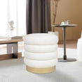 Adeco Round Ottoman Teddy Fleece Vanity Stool Chair with Metal Base ...