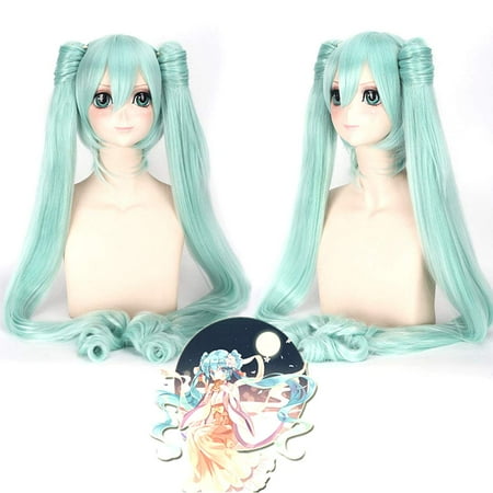 Long Straight with 2 Ponytail Wig Vocaloid Senbon Zakura Snow Miku ...
