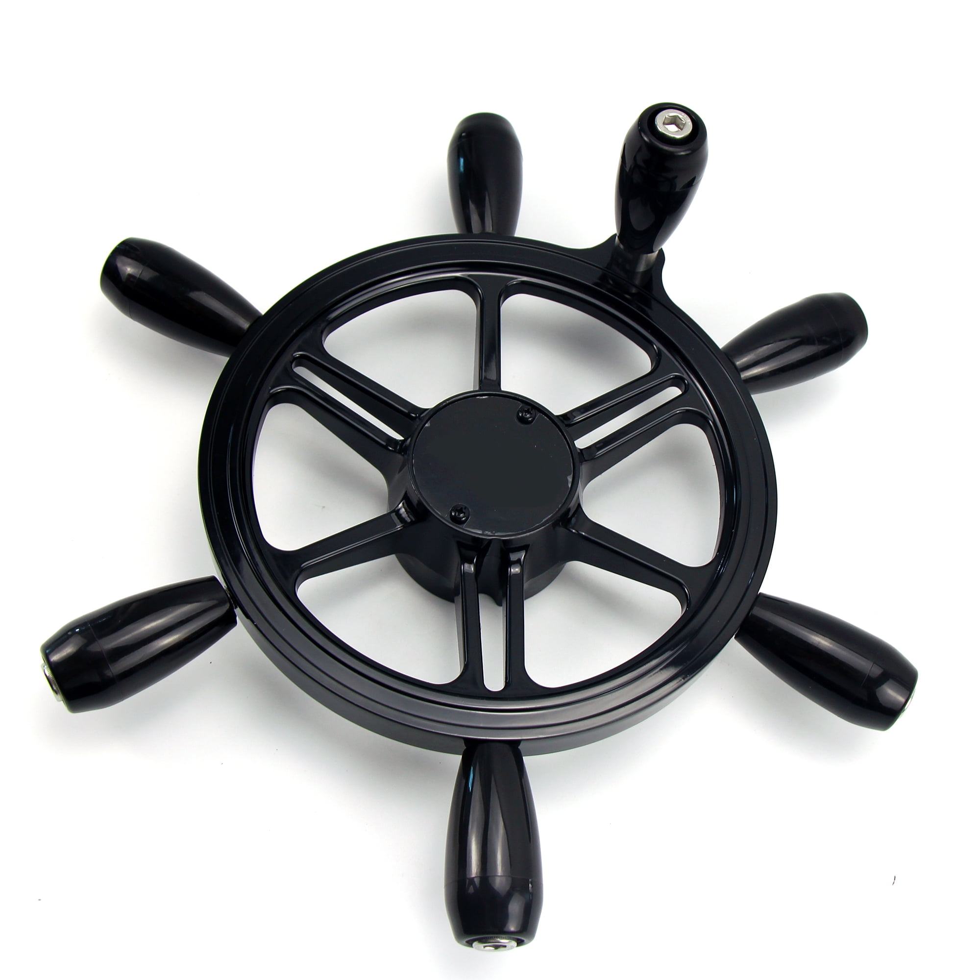 15 inch Black Marine Steering Wheel，6-Spoke Steering Wheel With handle ...