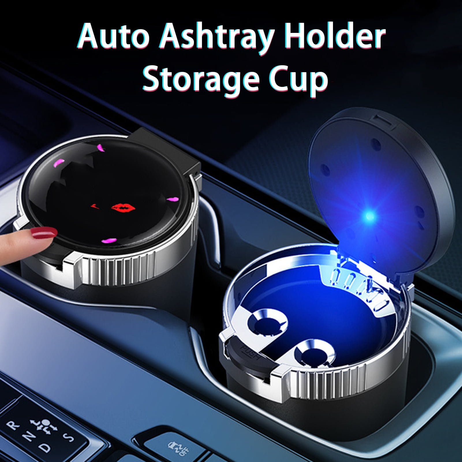 Washranp Car Ashtray,Auto Ashtray With LED Light Mini Car Trash Can ...