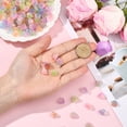 200Pcs Transparent Glass Beads Caps with Glitter Powder Flower Mixed ...