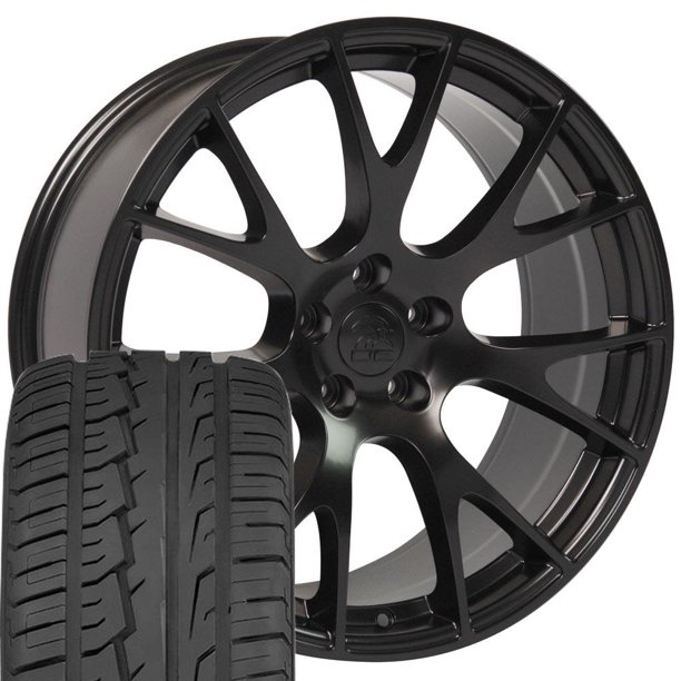 22 inch Satin Black Wheels & 285/45R22 Tires Fit Dodge, RAM Trucks ...