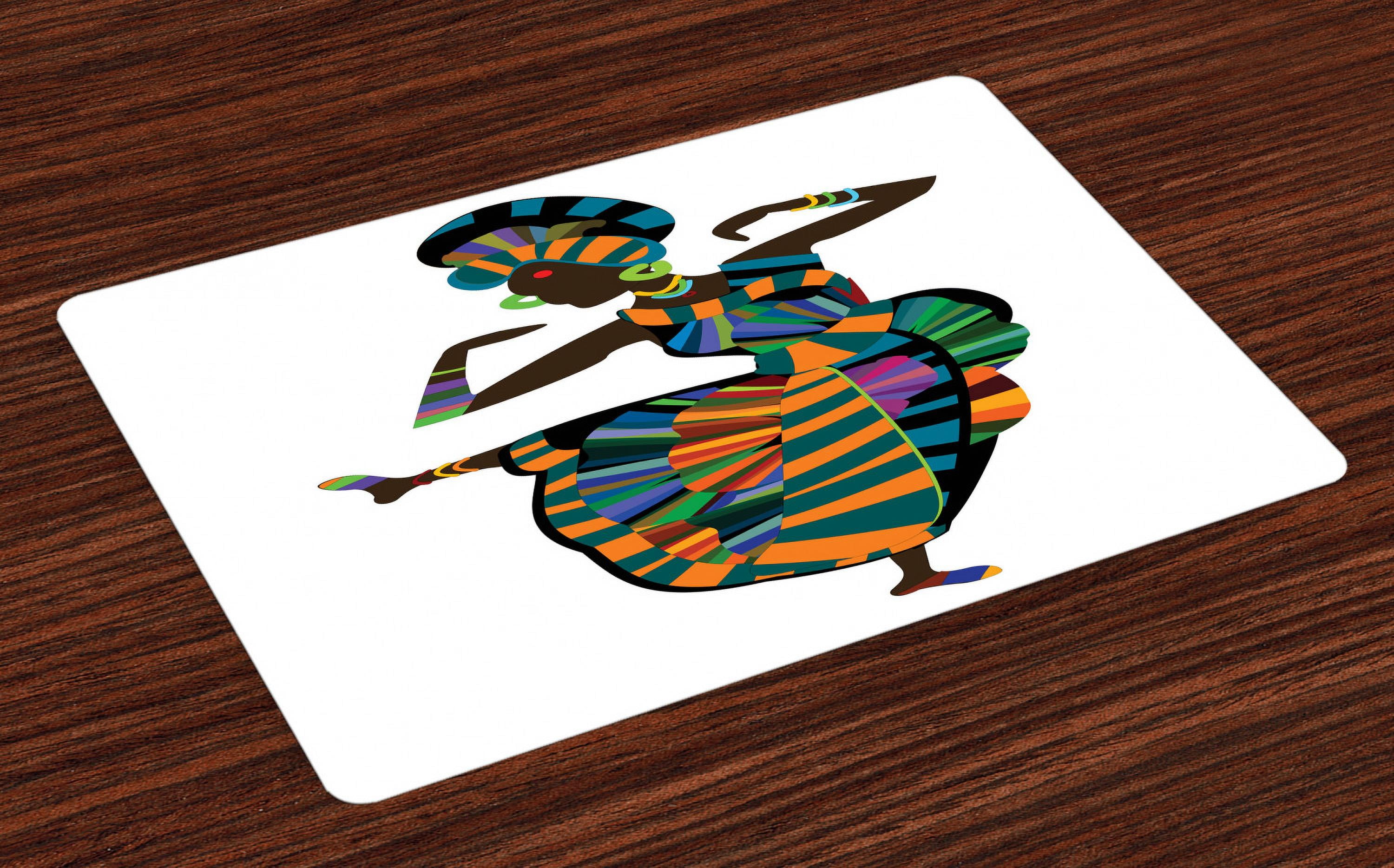 Ambesonne African Place Mats Set of 4, Dancing Zulu Girl, Standard Size ...