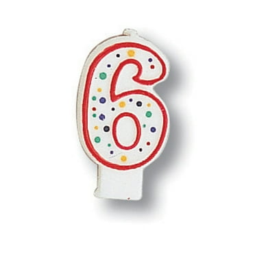 AMSCAN POLKA DOT NUMERICAL CELEBRATION CANDLE - NUMBER SEVEN #7, WHITE ...