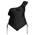 XOXO Women’s Plus Size Ruffle One-Shoulder One-Piece Swimsuit - Walmart.com