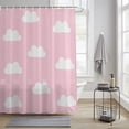 Clouds Shower Curtain for Bathroom, Sky Cartoon Pink Waterproof Cloth ...