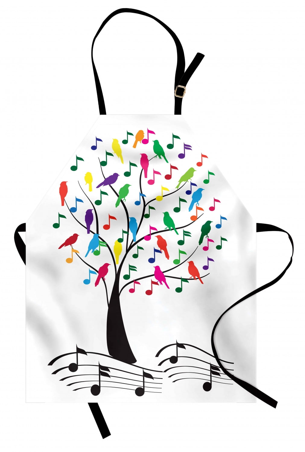 Music Apron Tree with Musical Notes and Birds on Branch Happy Jolly ...