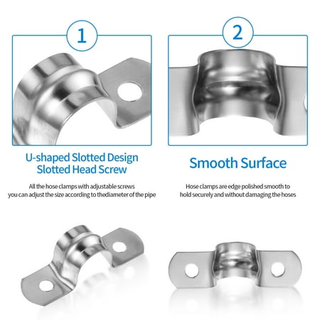 20 Pieces Stainless Steel Tube Clips Horseback Saddle Clip Clamp Two ...