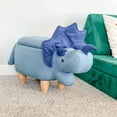 Critter Sitters Blue Triceratops Storage Ottoman, 15-In Seat Height ...