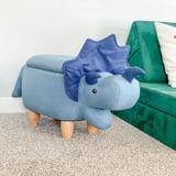 Critter Sitters Blue Triceratops Storage Ottoman, 15-In Seat Height ...