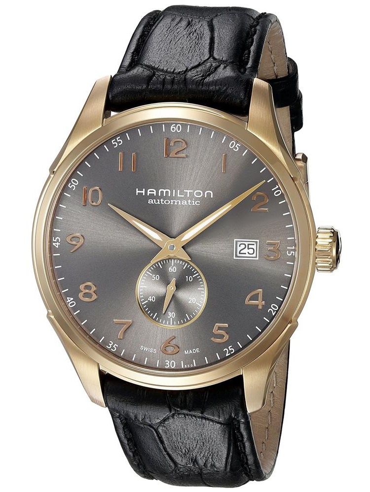 Hamilton Men's 40mm Black Calfskin Band Rose Gold Plated Case Automatic ...