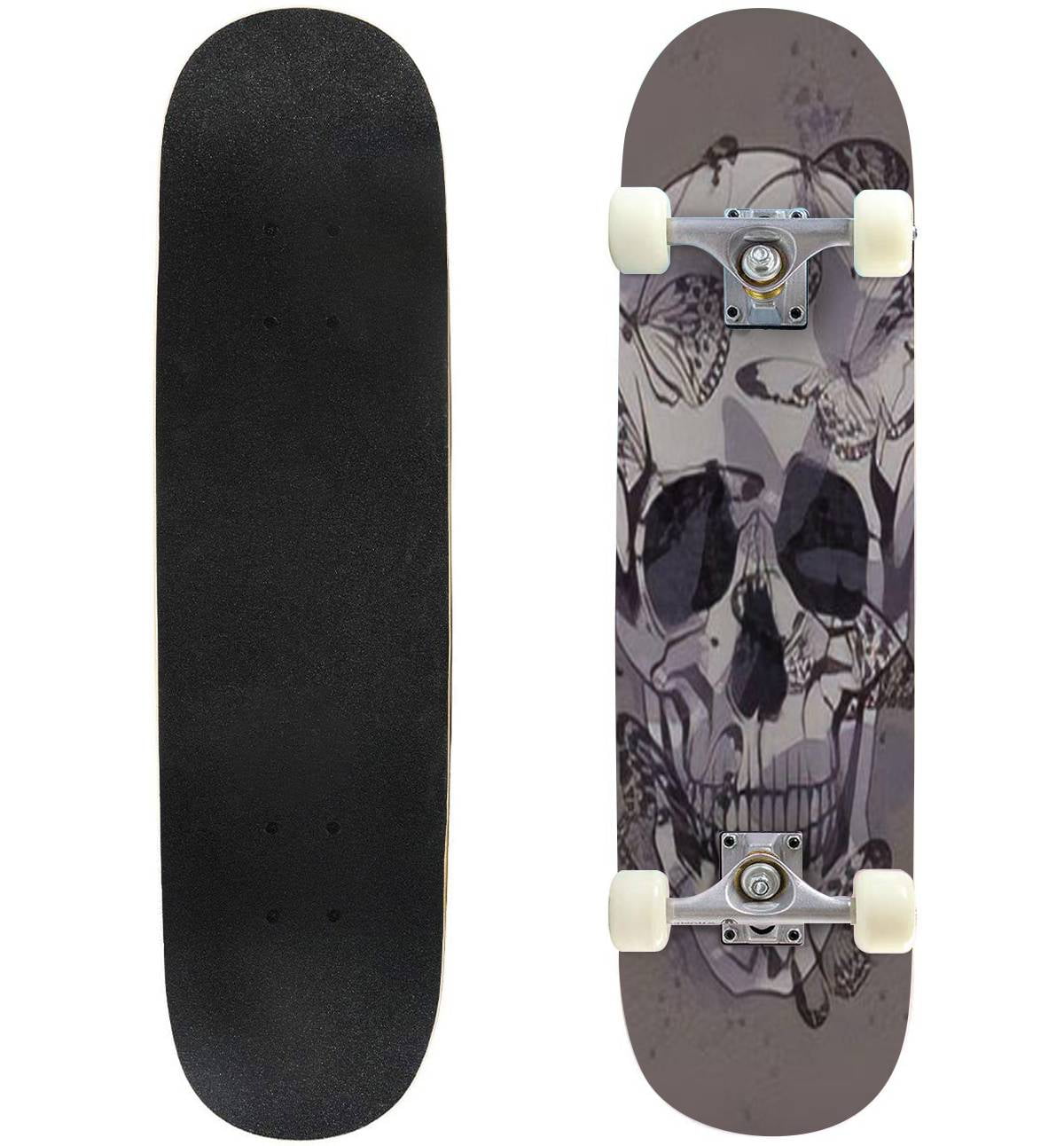 Creative of a skull with butterflies Outdoor Skateboard Longboards 31 ...