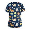 AHMOMEI Stretchy Cartoon Animal Print Womens Scrubs V Neck Short Sleeve ...