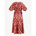 Scoop Women's Split Neck Tiered Midi Dress - Walmart.com